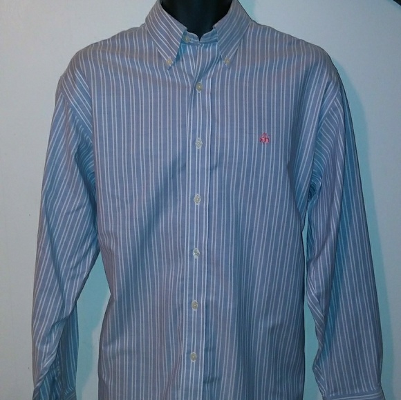 Brooks Brothers | Shirts | Mens Brooks Bros Light Blue Stripped Button ...